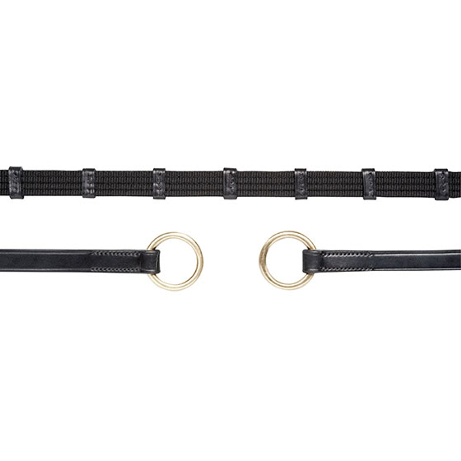 Reins double stop with ring, Reins Basic Black/Silver F – horze