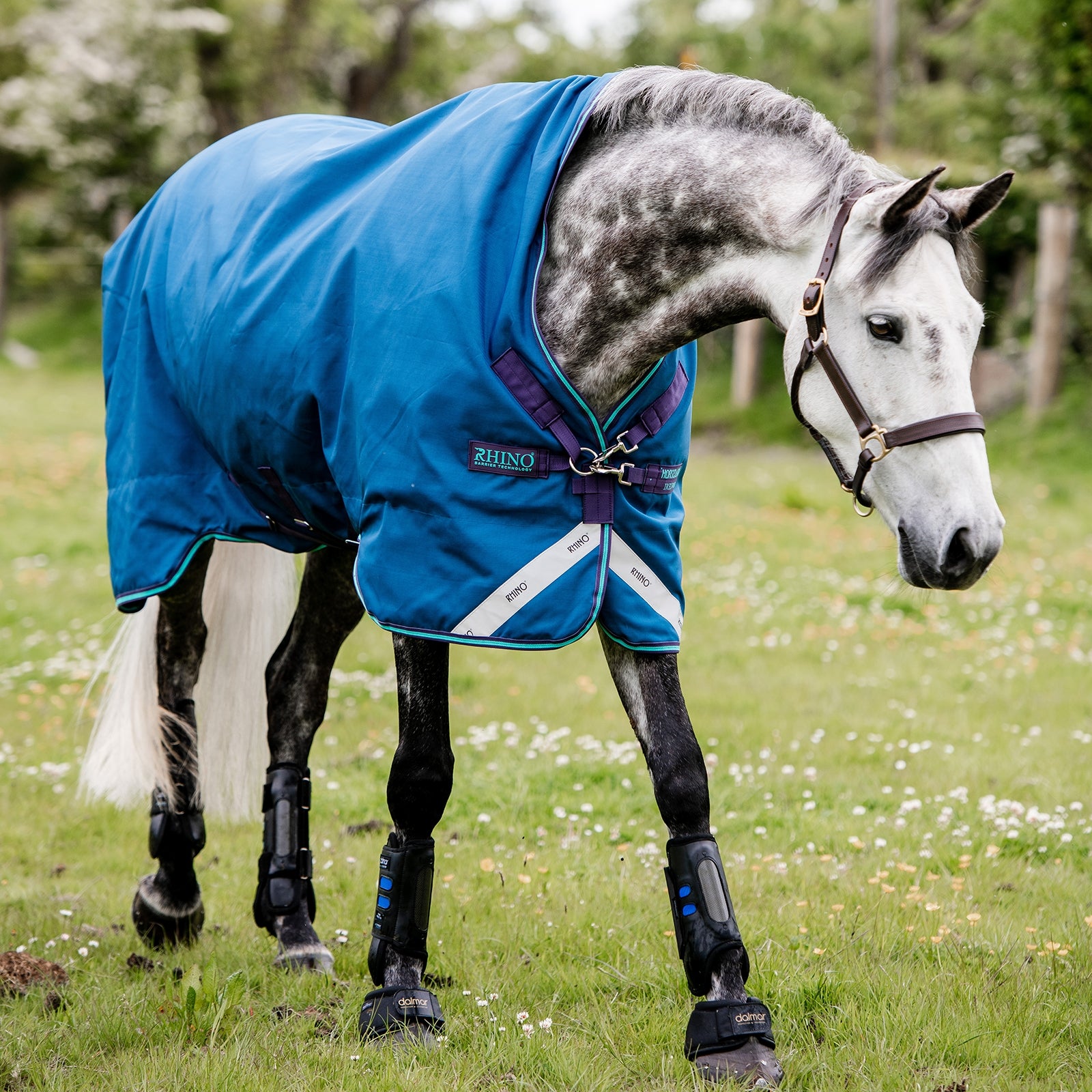 Rhino Wug Uitrijdeken Lite, 0g. Navy/ Grey/ Aqua blue 130 – horze