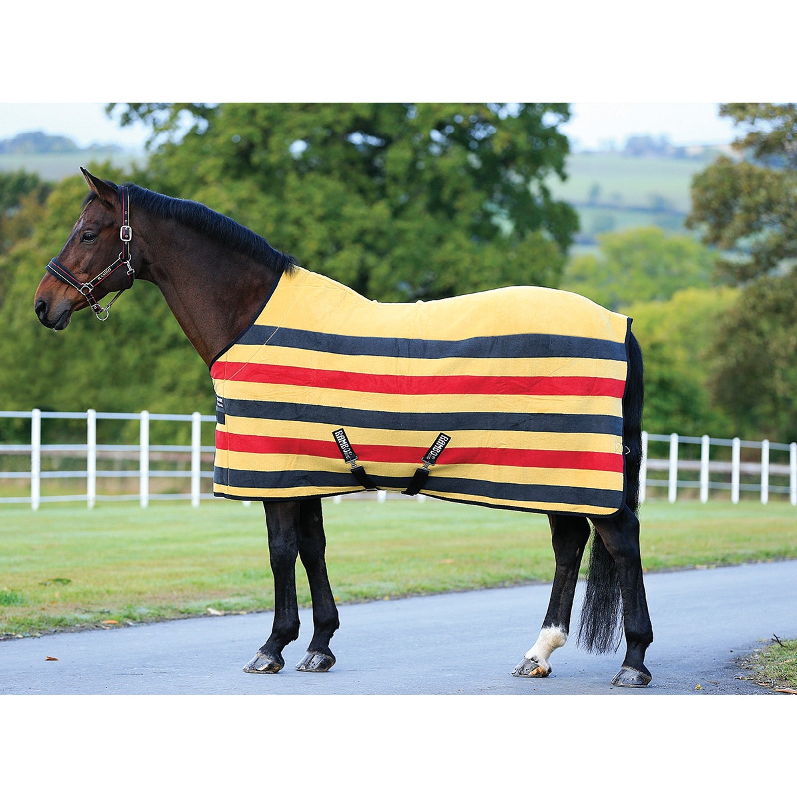 Rambo Deluxe Fleece pony sizes Gold/Black/Red 75 – horze
