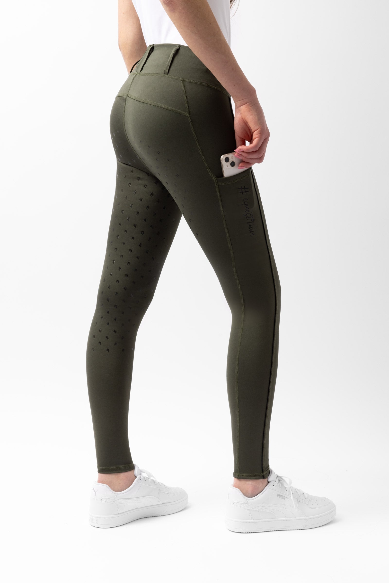 Young Rider Aya Women's High Waist Tights Dark green 2 – horze