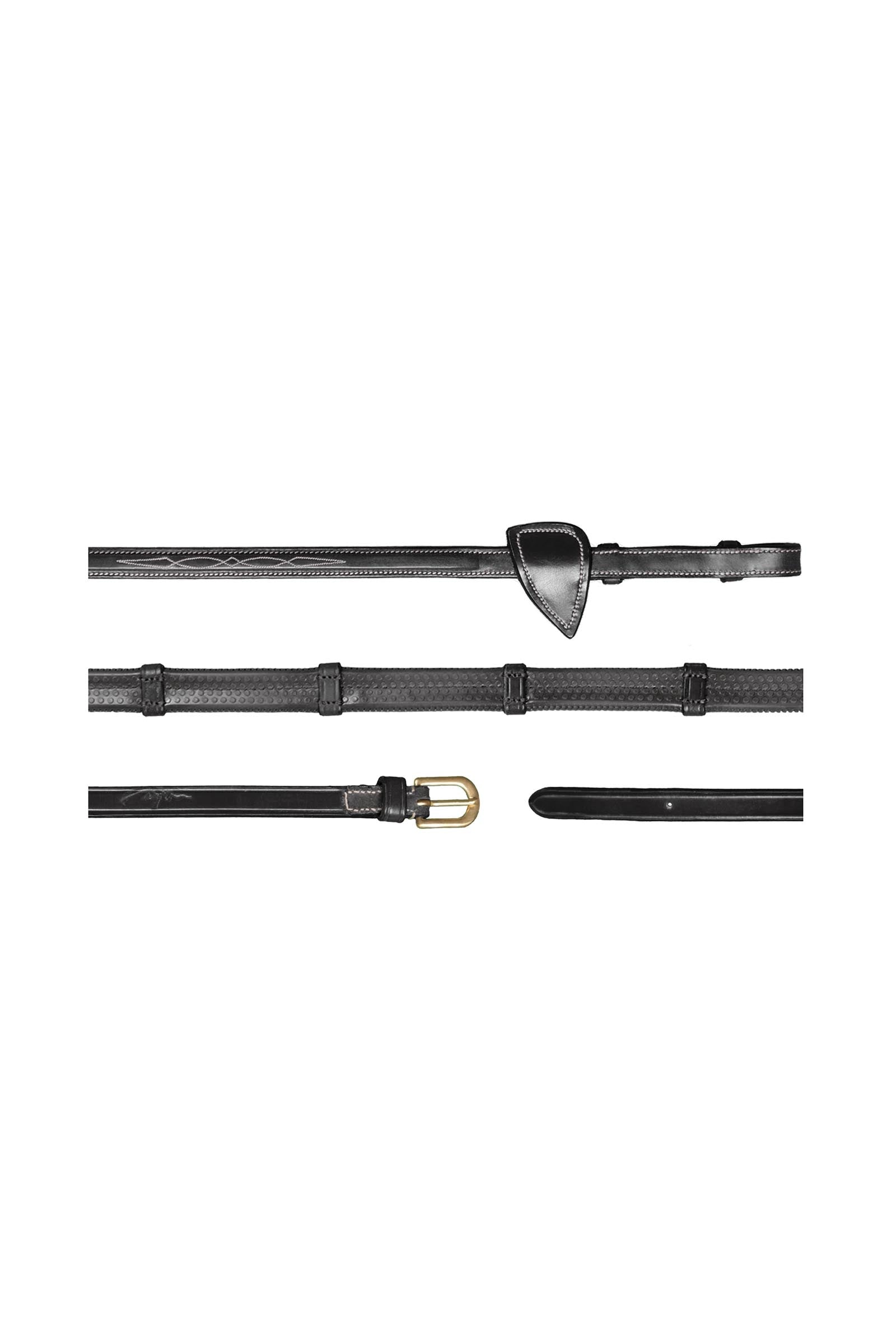 D Collection rubber teugels (13 mm) met 7 lederen stops Black F – horze